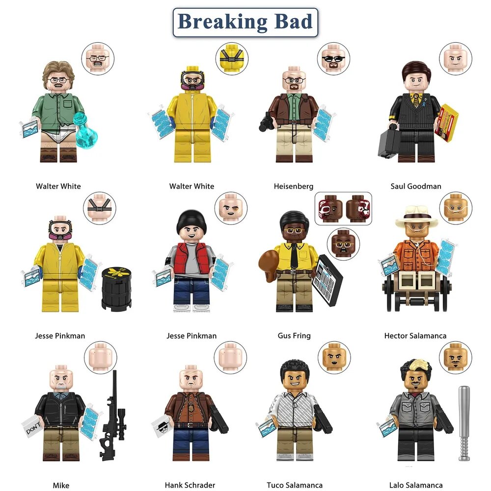 Детские игрушки из строительных блоков / Breaking Bad Season.Heisenberg.Walter White. 12 шт.(4.5cm)