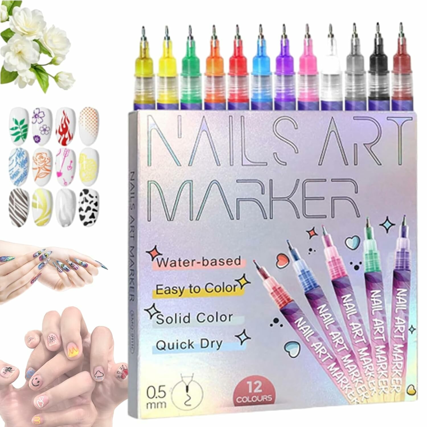 Cafeteriap/excaifmula/Symphonyofto 12 Colors Nail Art Pens Set, маркеры для ногтей для гелевых ногтей, DIY Nails Art Draw