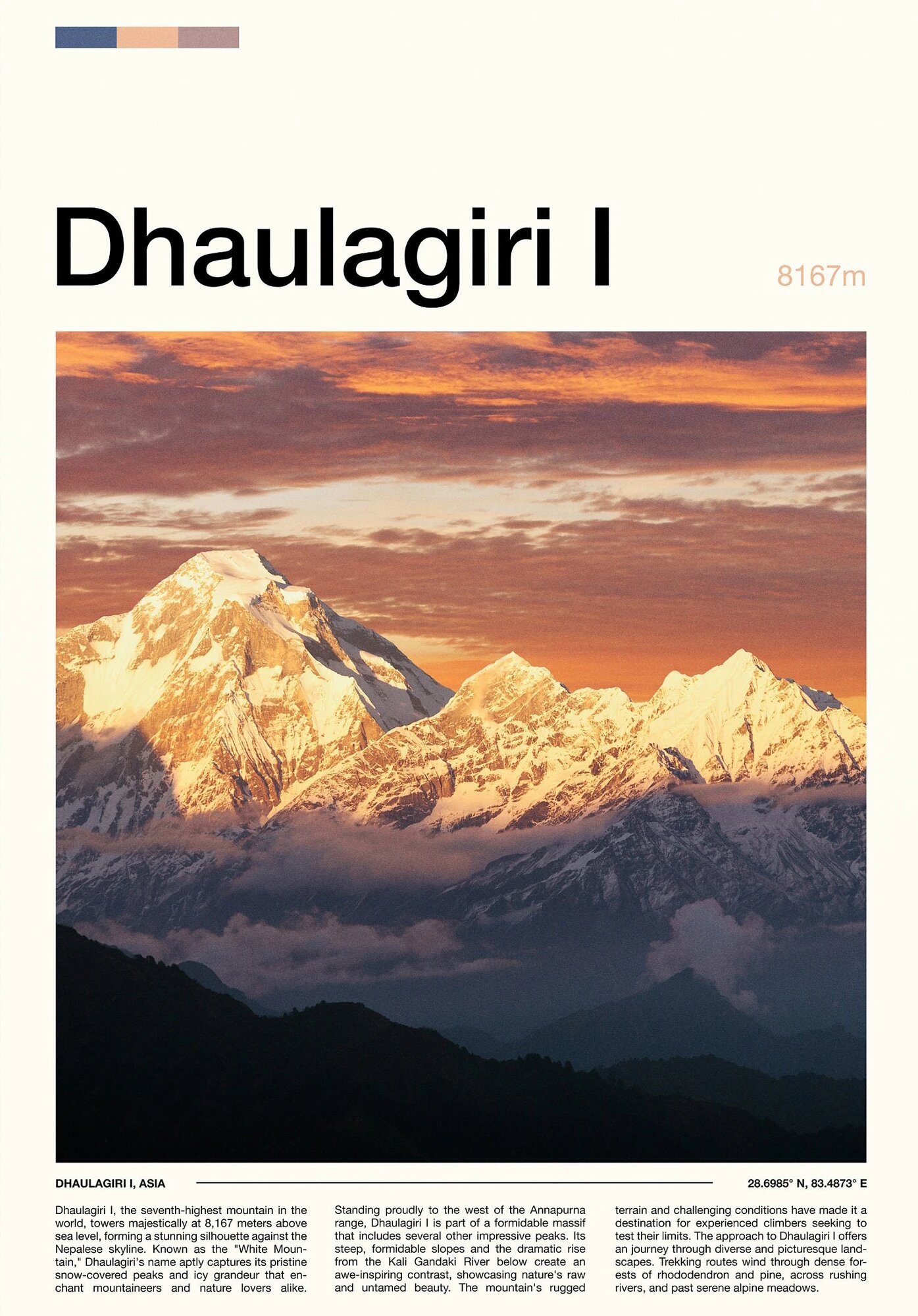 Печать на холсте "Горы реки городской лес гора Эверест гора Килиманджаро" nn-11, 20X30cm Unframed