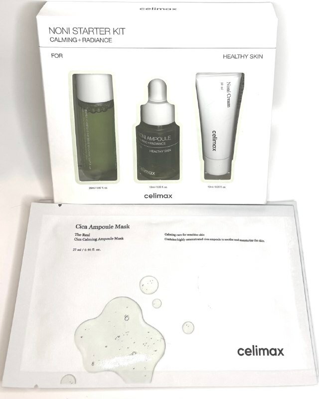 Набор Celimax "The Real Noni", тоник, сыворотка и крем, маски, для всех типов кожи