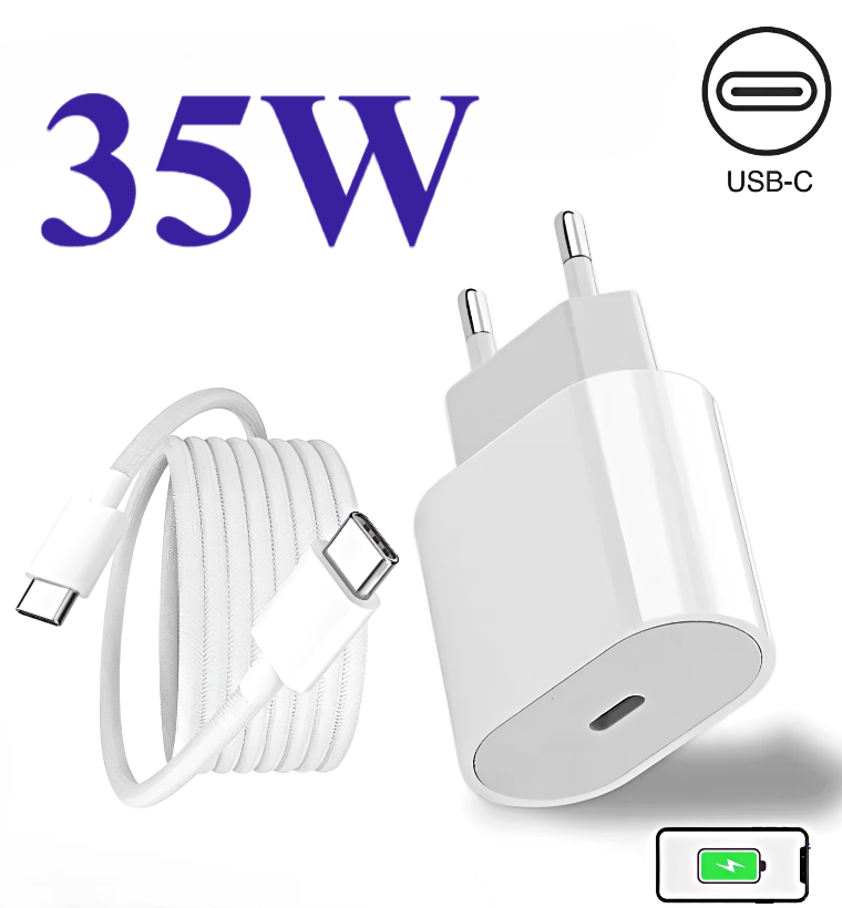 Зарядное устройство 35W, совместимое с iPhone 15, 16, 17, iPad и AirPods, премиумбыстрая зарядка
