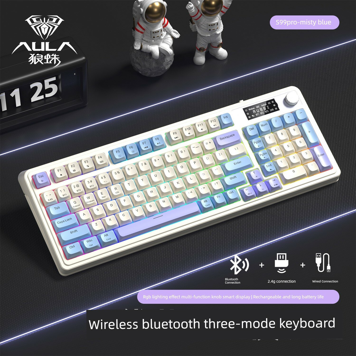 Wolfskin S99PRO беспроводная клавиатура и мышь в цвете Патчворк Синий Дождь для игр игровая периферия