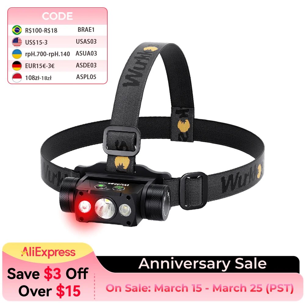 Налобный фонарь Wurkkos HD50 красный