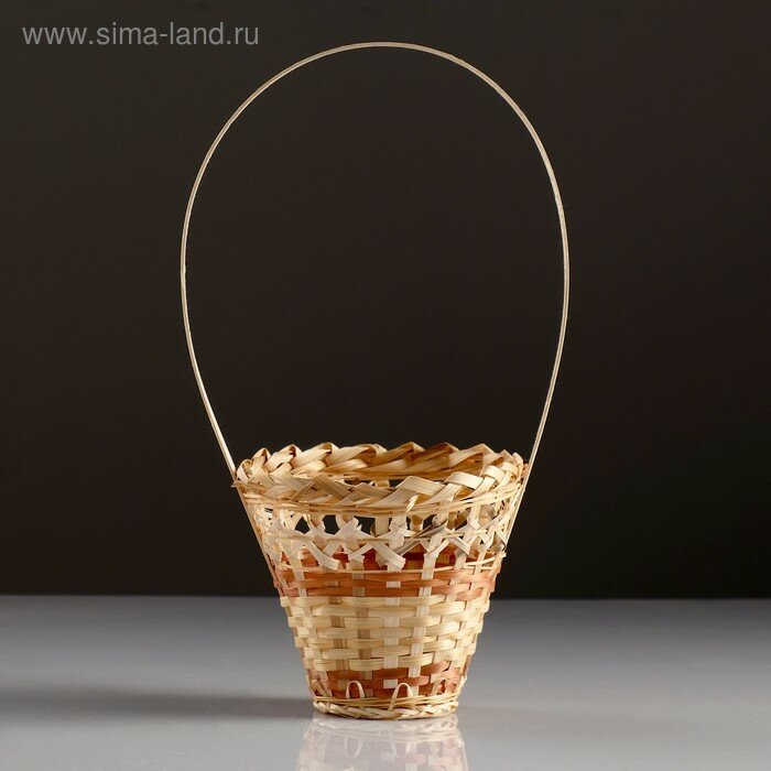 Корзина плетёная для хранения «Стакан», 14×14×16 см, ручка h=14 см, бамбук