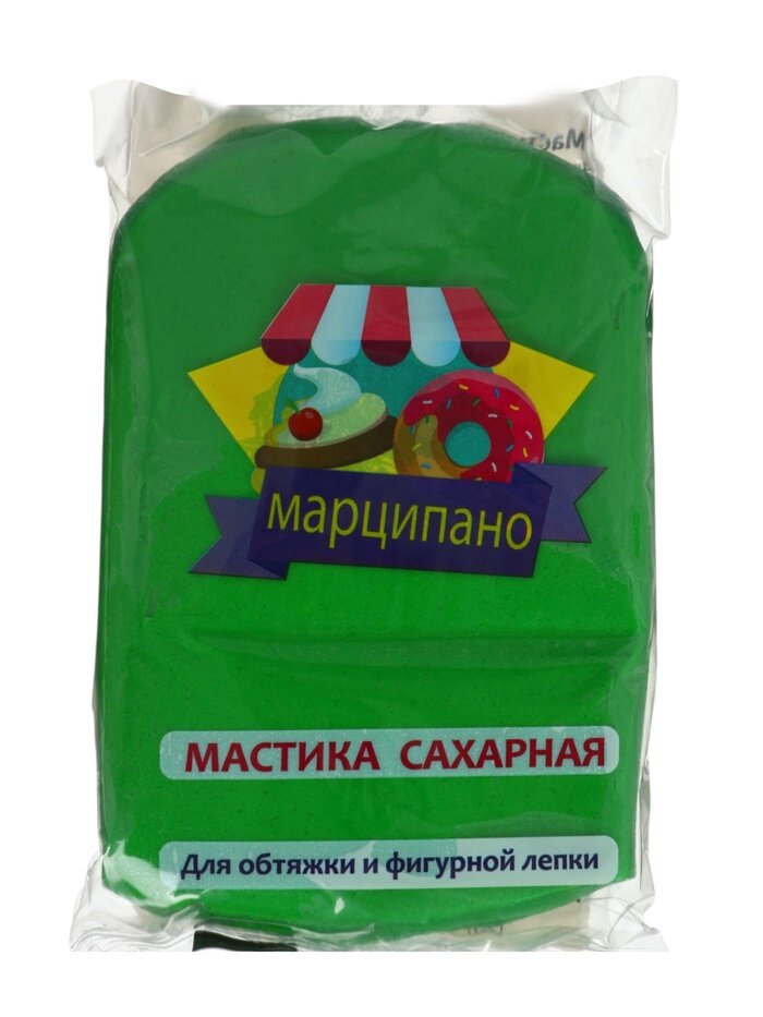Мастика сахарная, зеленая, для обтяжки и фигурной лепки, 1 кг