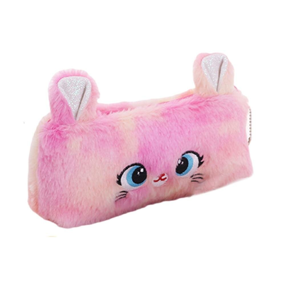 Плюшевый карманный органайзер для карандашей, розовый цвет