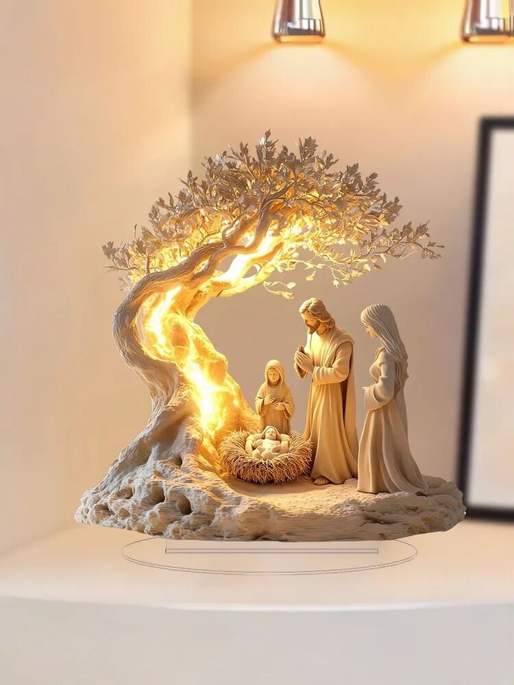 2d, древо жизни новорожденного Иисуса, декоративная статуэтка на столе