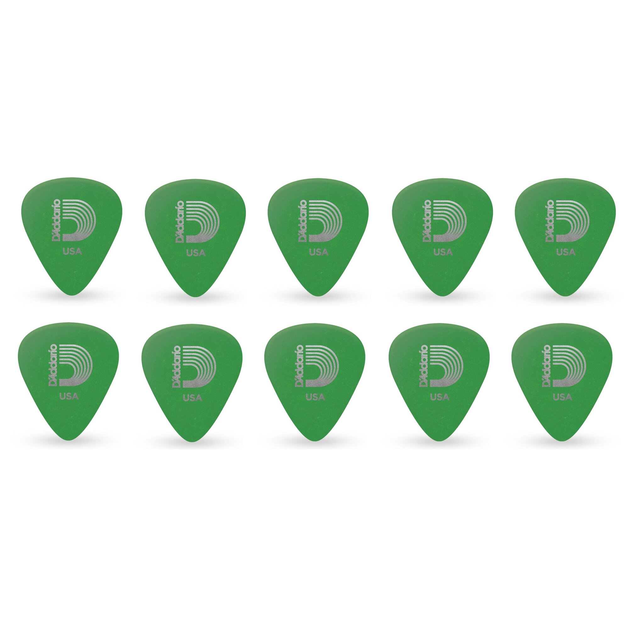 Набор из 10-ти медиаторов, средние, цвет зеленый - PLANET WAVES 1DGN4-10 10 PICK DURALIN GRN MEDIUM