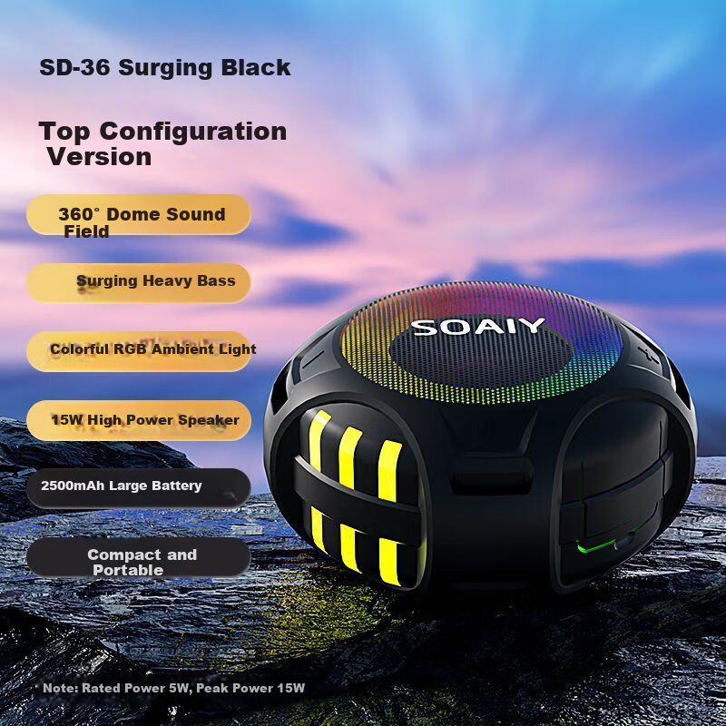 Soaiy SD-36 Bluetooth-колонка с сабвуфером компактная переносная аудиосистема высокая громкость беспроводная для дома