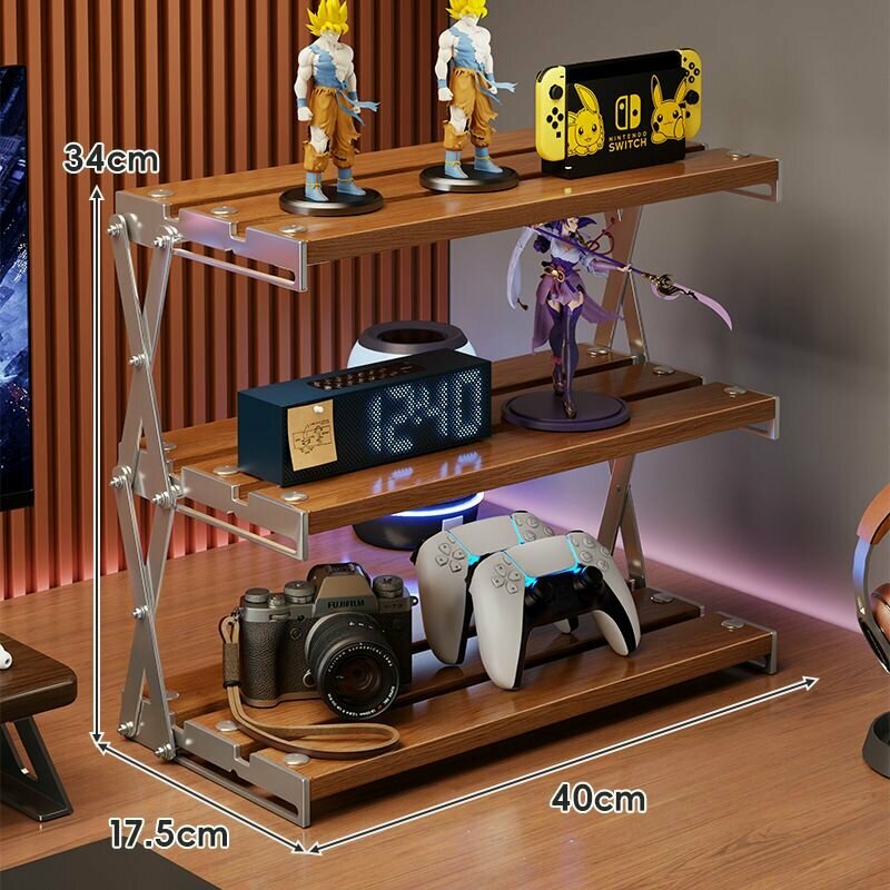 Складная настольная полка для чашек, 2/3 яруса, длина 30/40/50 см, ширина 17.5 см, для офиса, кухни, бара