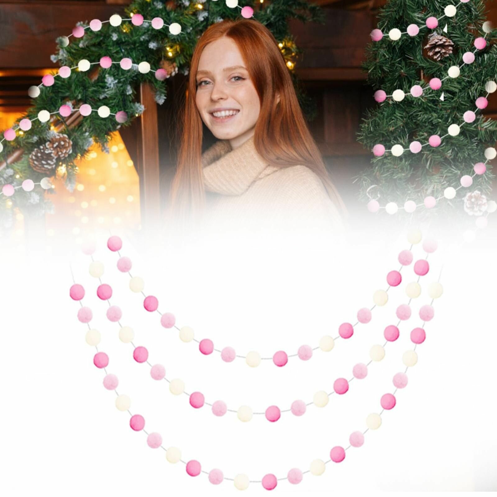 День святого валентина украшения: гирлянда из войлочных помпонов