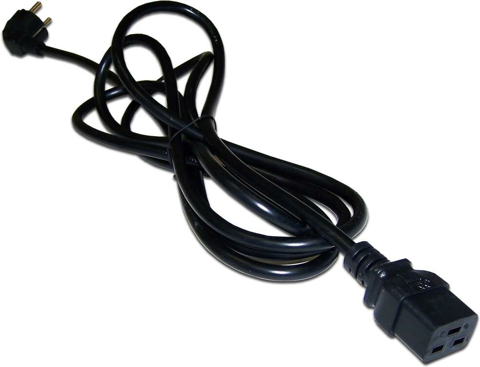 Шнур питания Lanmaster C19-Schuko, проводник 3х1,5 мм2, 1 м, 220В, 16А, черный (LAN-PP19/SHA-1.0-BK)