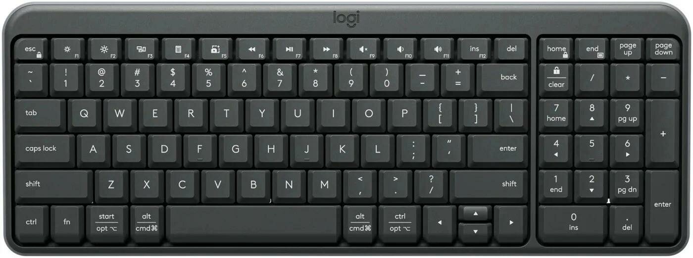 Клавиатура LOGITECH K250 графитовый, беспроводная, BT, Slim, Multimedia (920-013452)