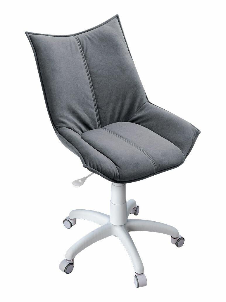 Офисное, компьютерное кресло Осло Джи без подлокотников, 60х63х83.5 см, Темно-серый, велюр / Белый, металл/пластик