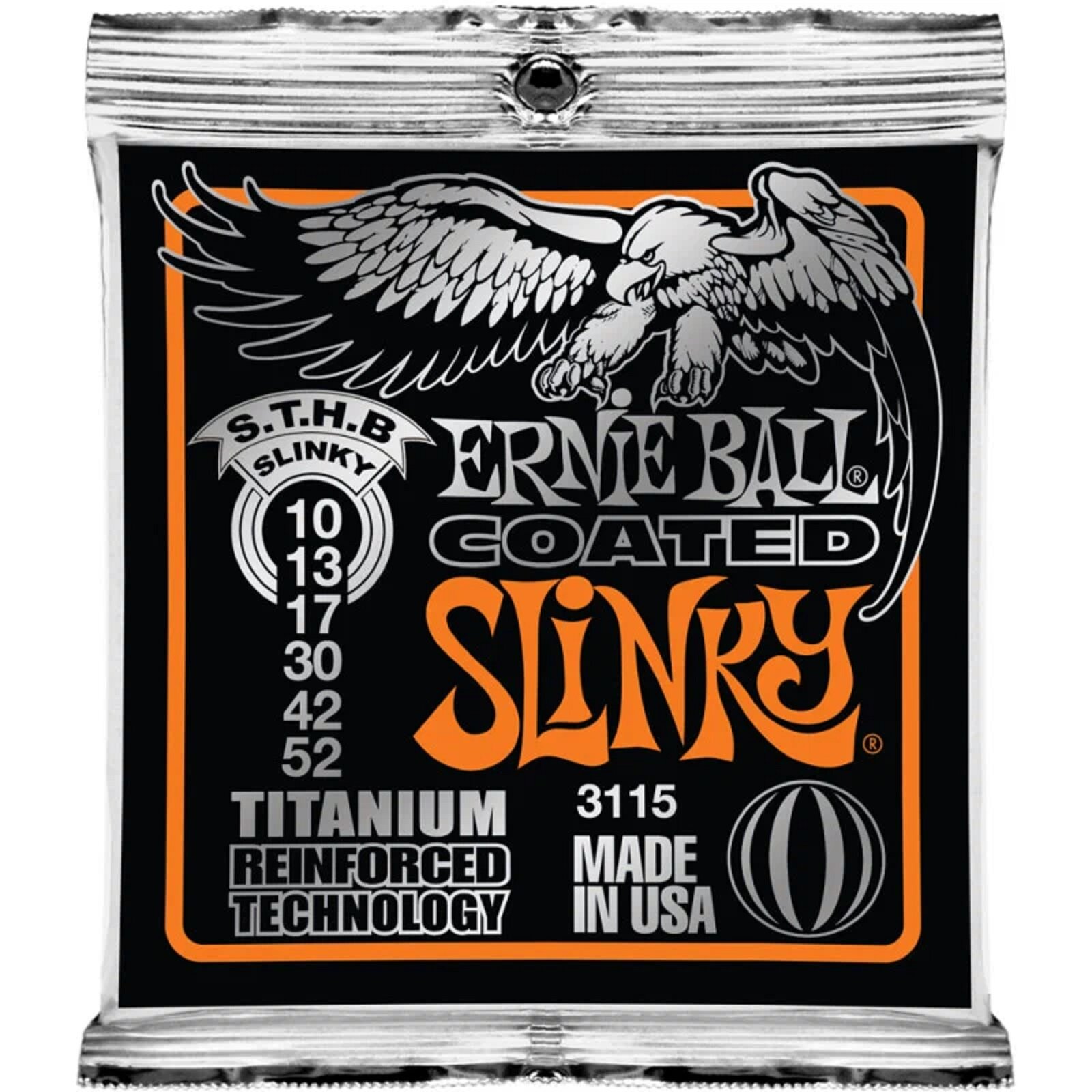 Ernie Ball 3115 струны для эл. гитары Titanium RPS Skinny Top Heavy Bottom Slinky (10-13-17-30-42-52)