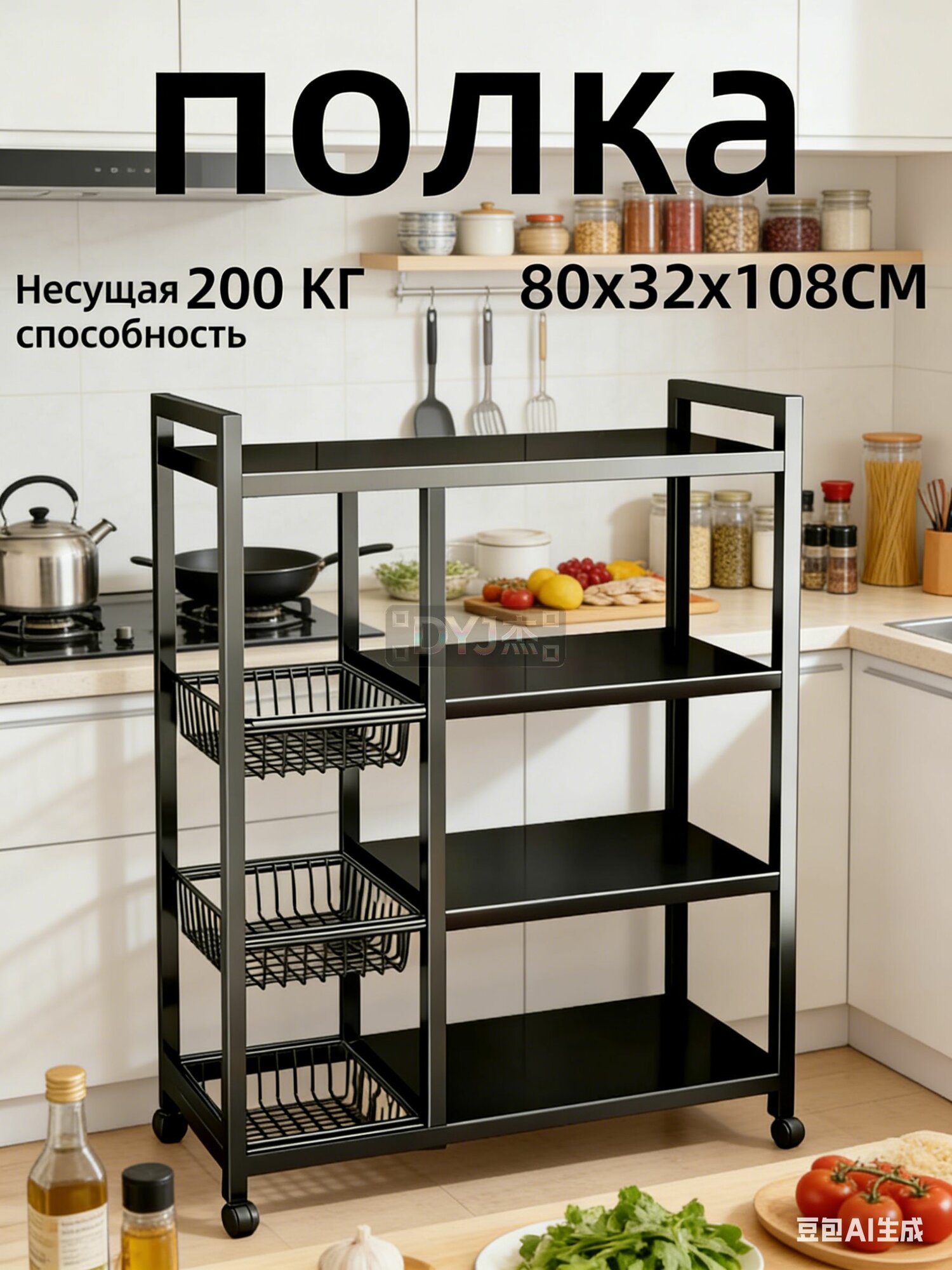 Черная стойка, 80х32х108 см