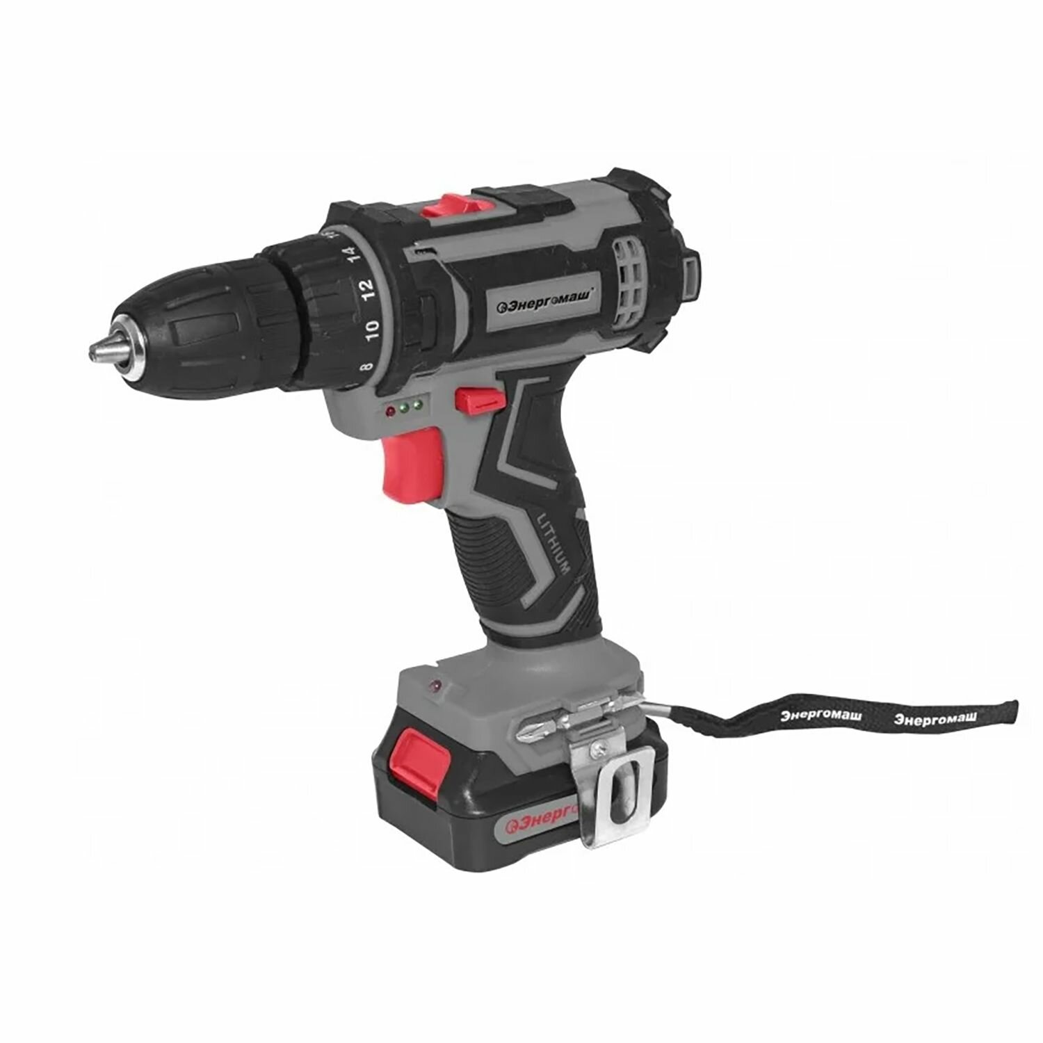 Дрель-шуруповерт Энергомаш Аккумуляторная, 2 скорости, крутящий момент 30 Нм, литий-ионный аккумулятор 1,5 Ач (ДШ-12-1)