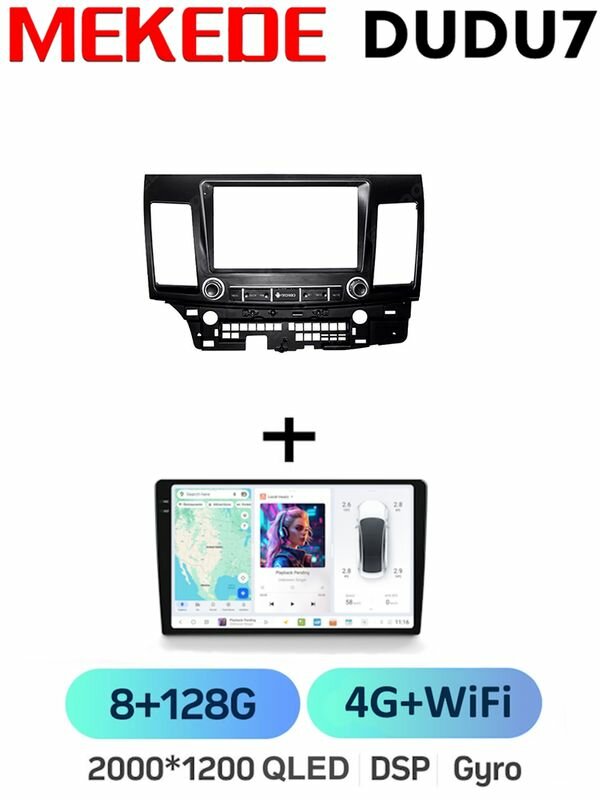 Магнитола 9" Mekede DUDU7 8/128 Gb для Mitsubishi Lancer 10 2007-2012 (A) с кнопками carpay Android
