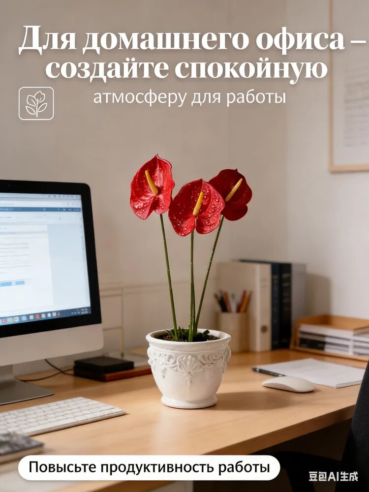 Сухоцветы Антуриум, 50 см, 91 гр, 3 шт