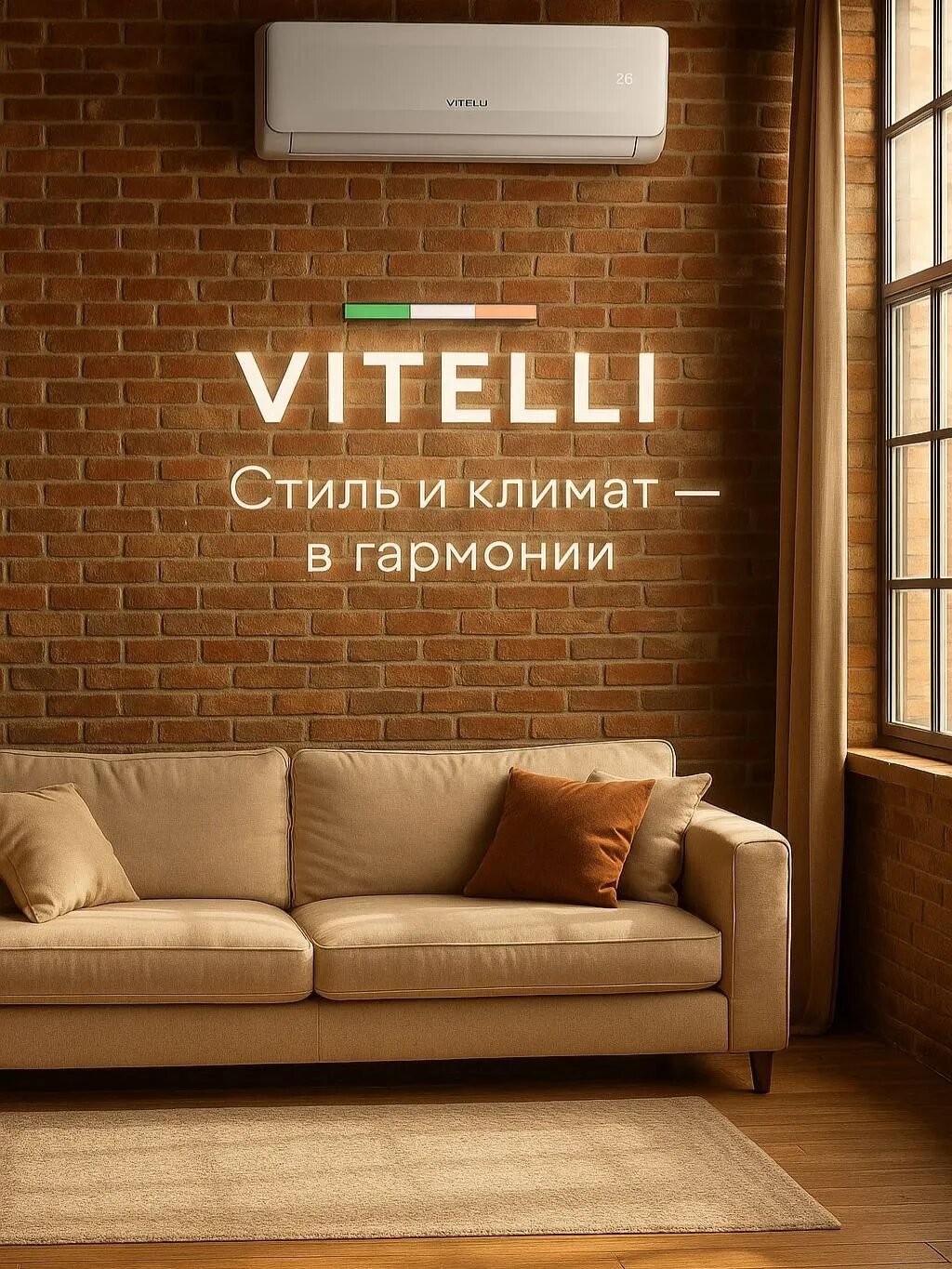 Сплит-система (кондиционер) VITELLI VSL-12H Wi-Fi (опция) модель 12000 BTU для комнат до 36 м²