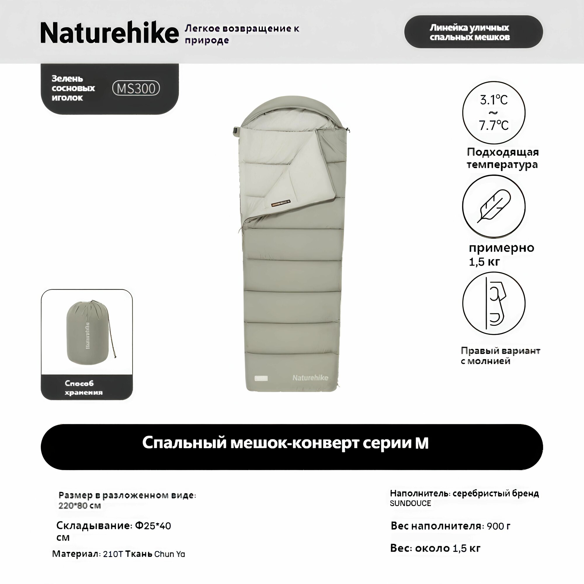 Naturehike Новый стиль Спальный мешок-конверт серии M CNK2350WS023