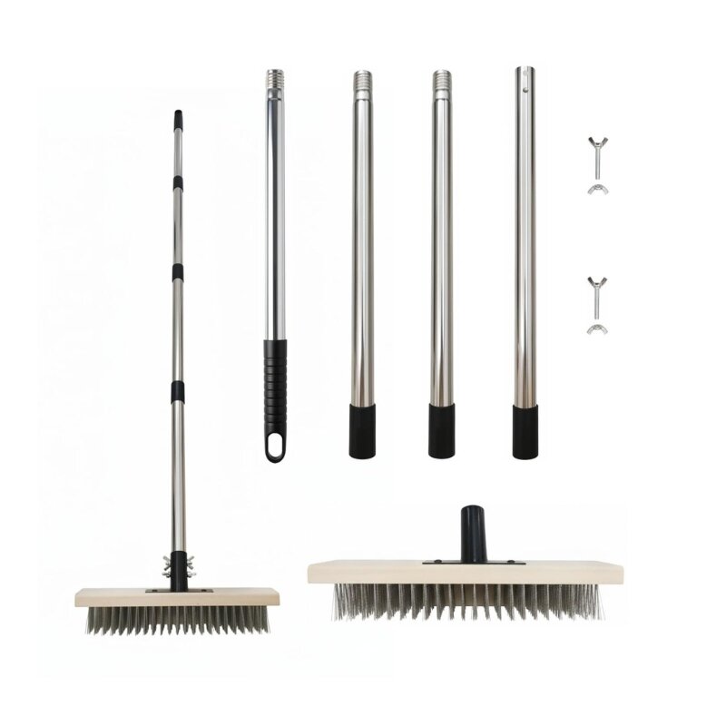 Прочная Металлическая И Деревянная Щетка Для пола С ручкой Длиной 59 дюймов Для Удаления Наростов И стойкой грязи