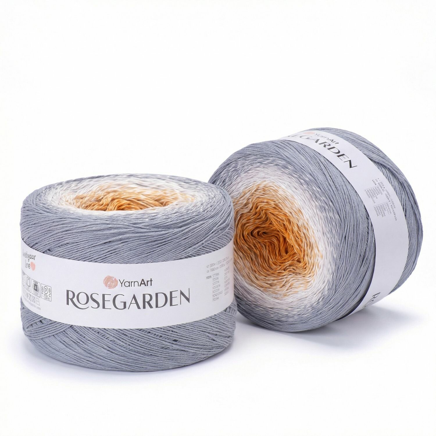 Пряжа Rosegarden YarnArt, серый/бел/горч - 337, 100% хлопок, 2 мотка, 250 г, 1000 м.