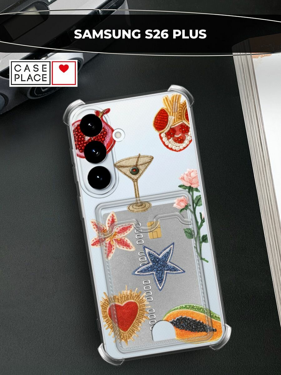 Чехол на Samsung Galaxy S26 Plus (Самсунг Галакси S26 Плюс) с картой и принтом Эстетика из бисера