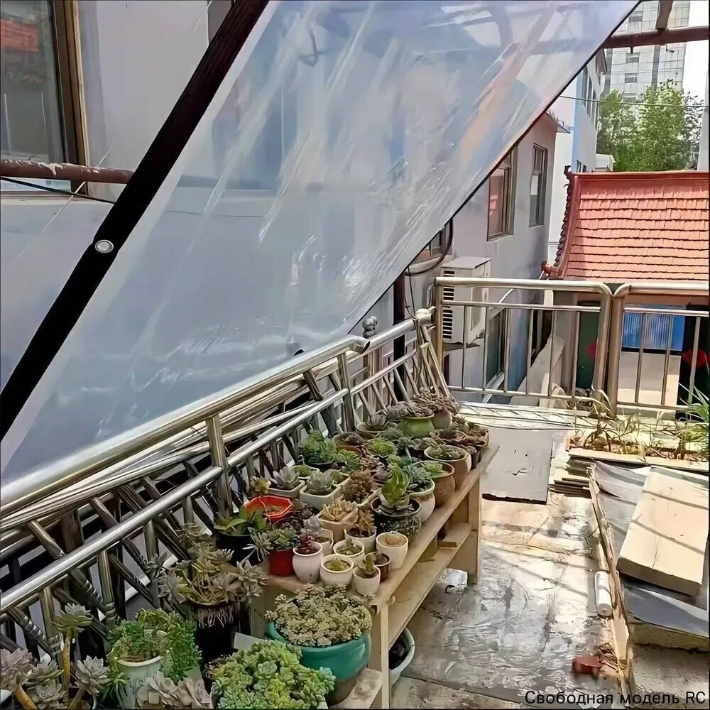 Навес для крыльца, водонепроницаемый, 100%, прозрачный, черный, 600x600см, В упаковке две штуки — фото 1