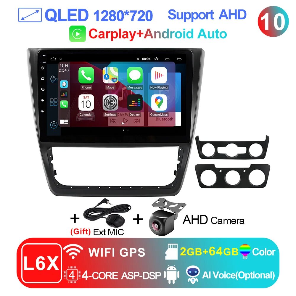 LEHX L6 Pro Беспроводной CarPlay Android 14, автомобильный радиоприемник, L6X(2-64GB)CAM