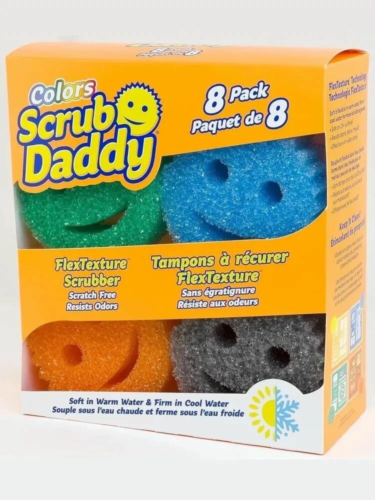 Губка-скраб daddy sponge от scrub daddy, нержавеющая сталь, полимерный материал, 8 шт.