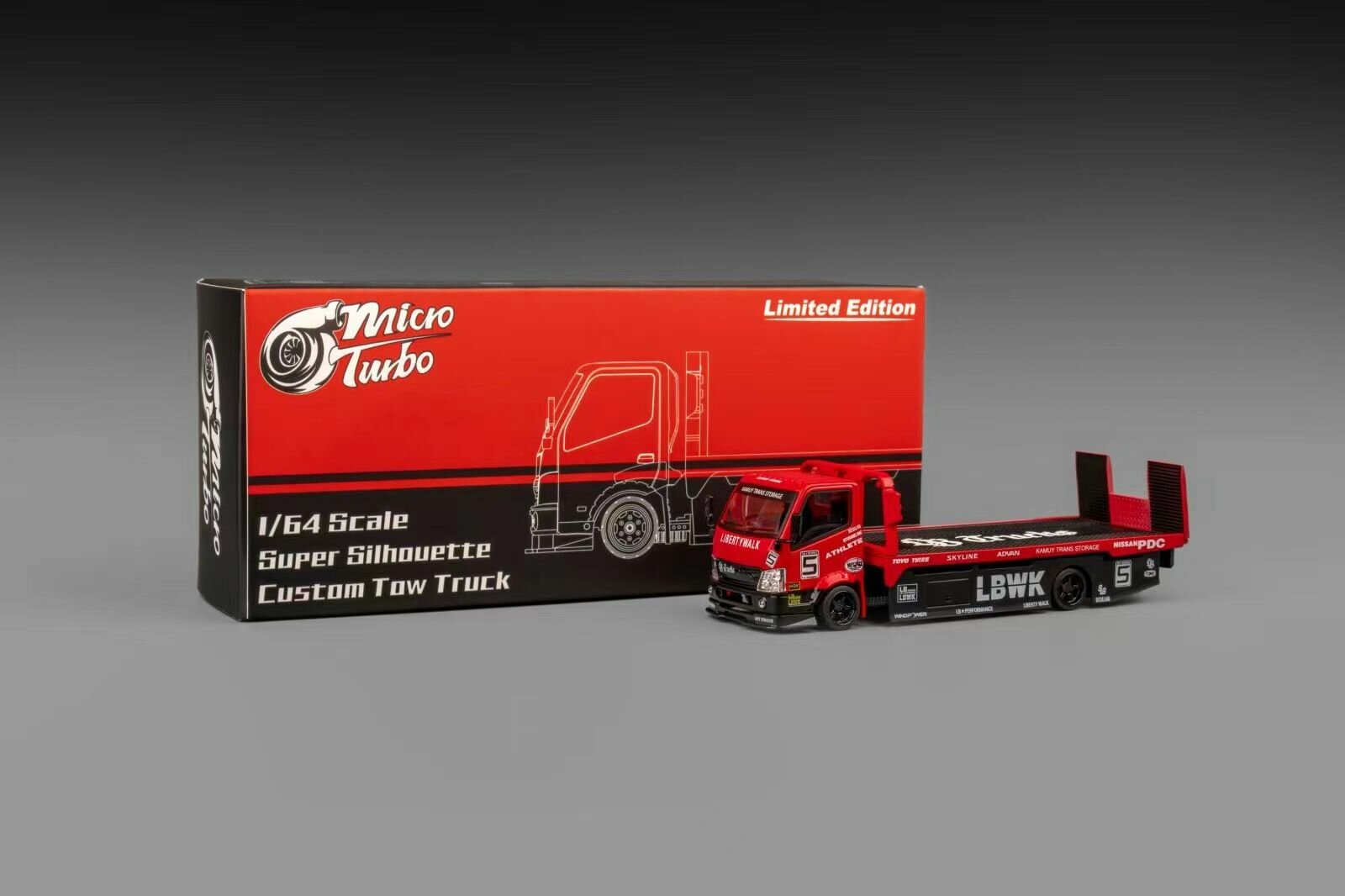 Машинка Micro Turbo 1:64 Scale Super Silhouette Custom Tow Truck LBWK red Die-cast Alloy Model Collection Toy Children Gifts