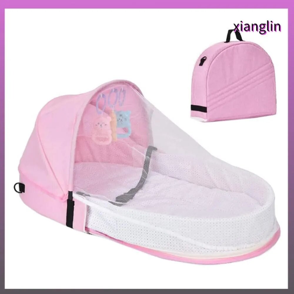 Детская кроватка с москитной сеткой и навесом