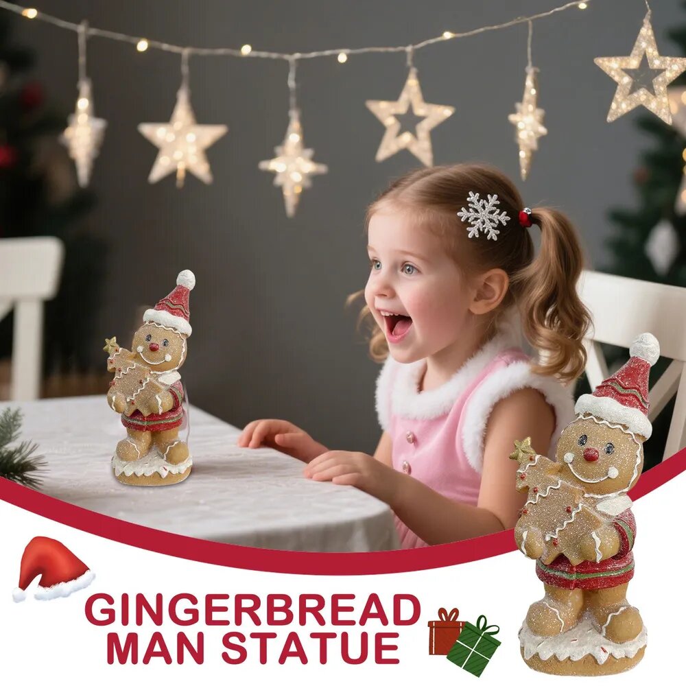 Рождественская статуя Пряничного человечка, украшения из смолы ручной росписи, книжные полки, подоконники