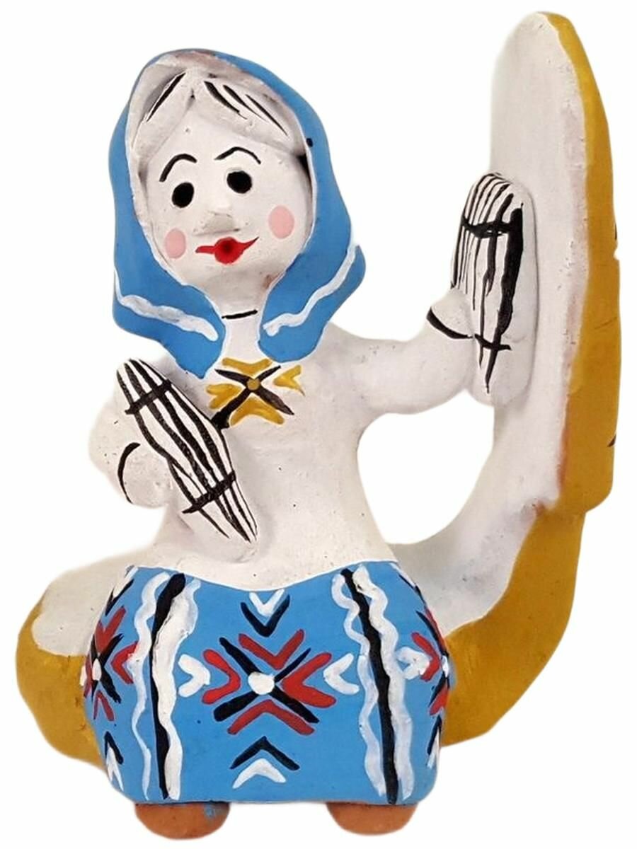 Пряха, Каргопольская глиняная игрушка, ручная авторская работа