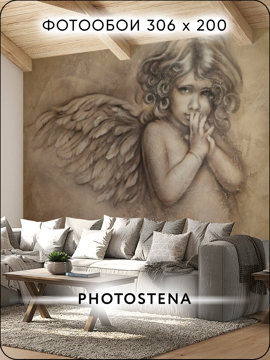 Фотообои на стену флизелиновые встык PHOTOSTENA Ангелок 3,06 x 2 м 6,12 м2
