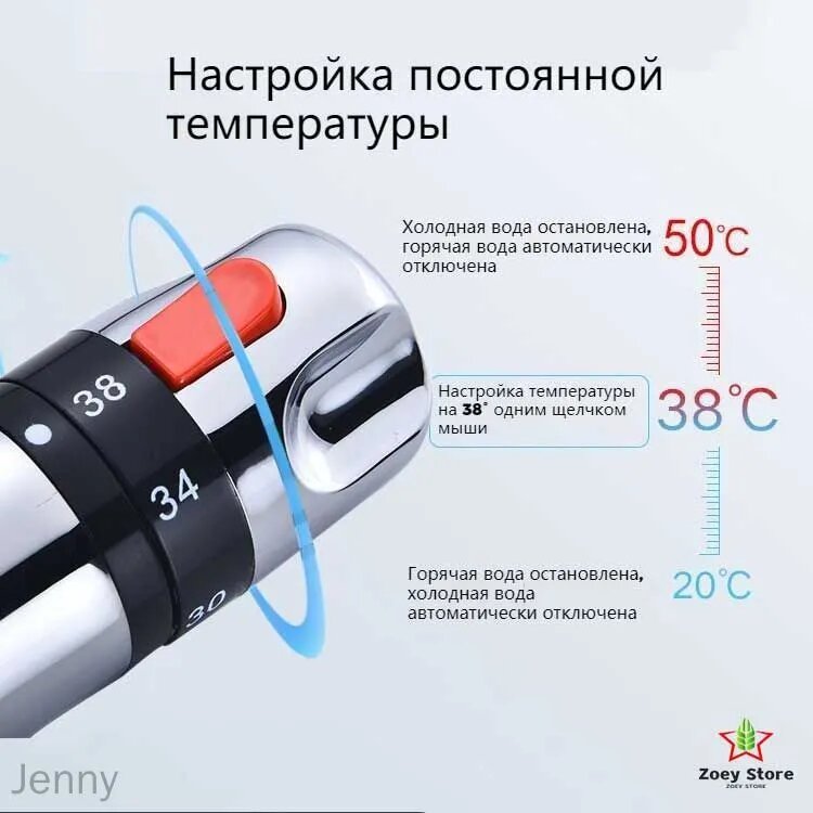 Смеситель термостатический для душа из нержавеющей стали с термостатом для ванной 150 мм — фото 1