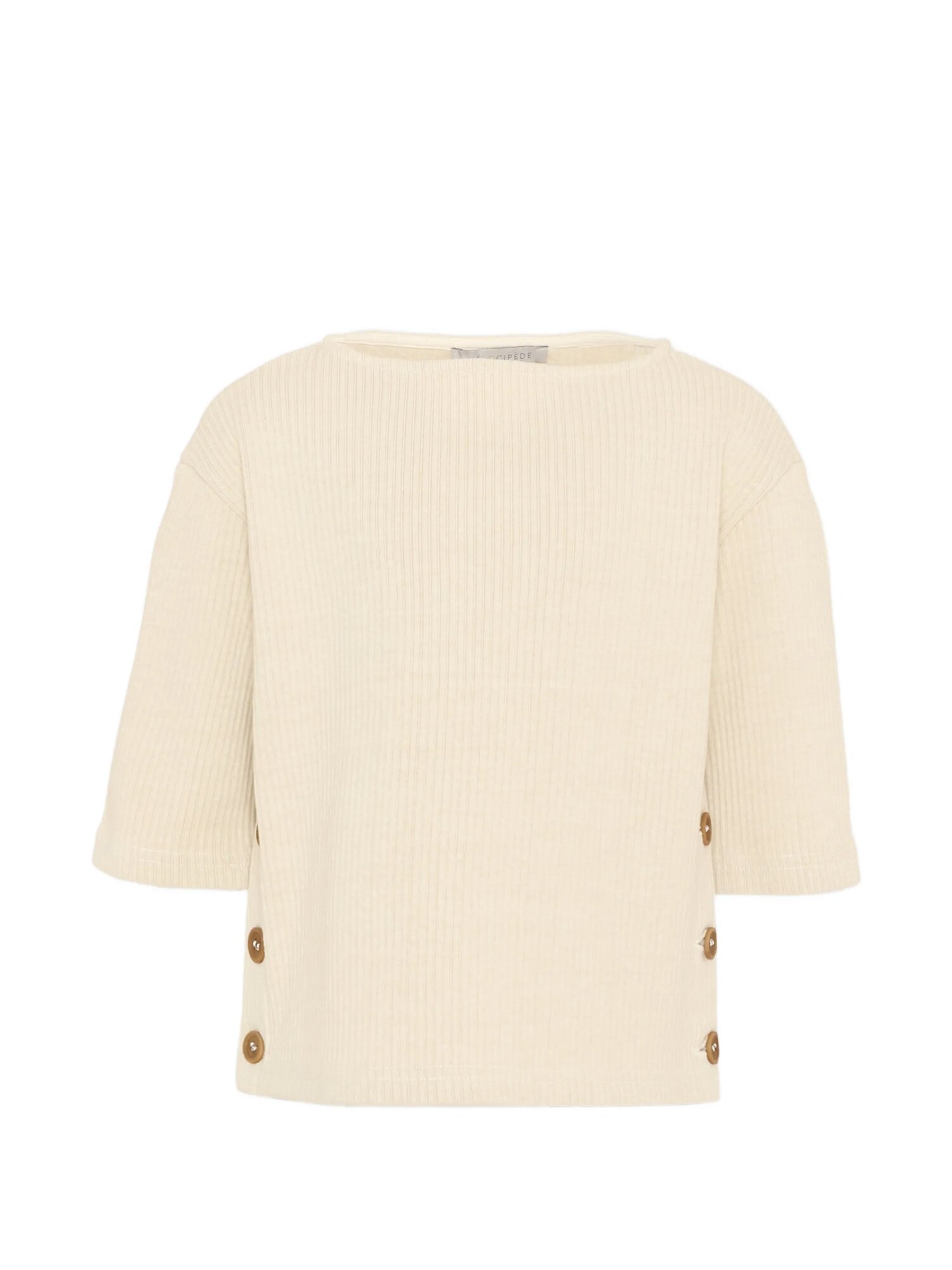 Футболка  Button-detail fine-ribbed T-shirt