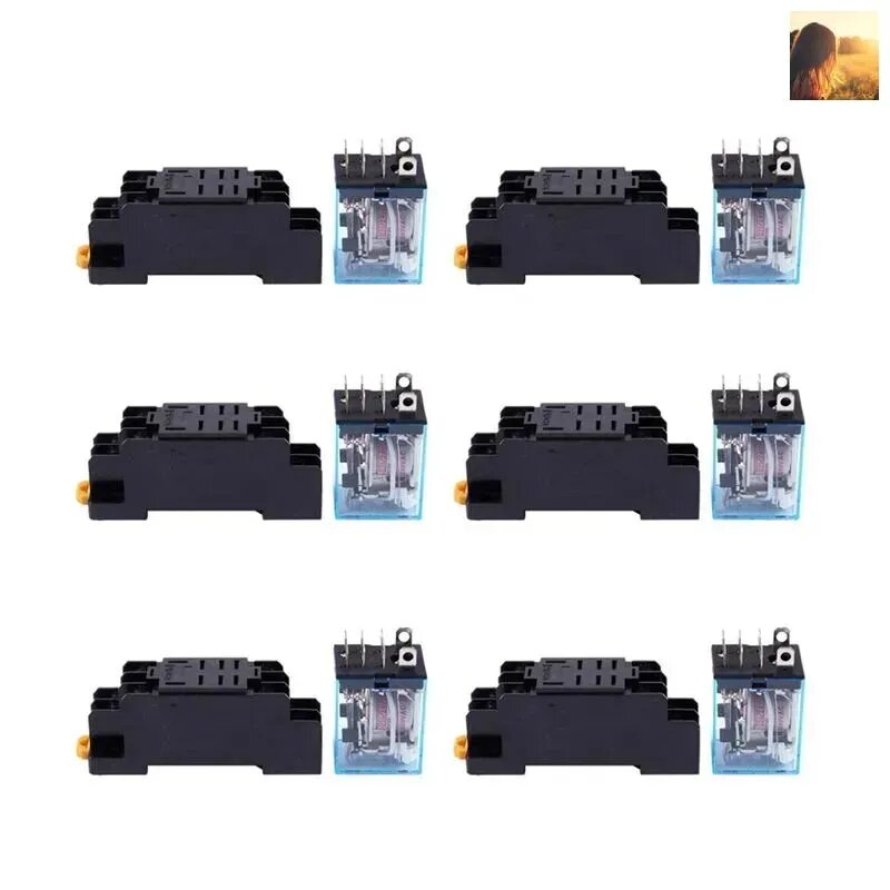 6X LY2NJ HH62P-L JQX-13F 220 В переменного тока катушки DPDT силовых реле 8 Pin ж PTF08A Гнездо