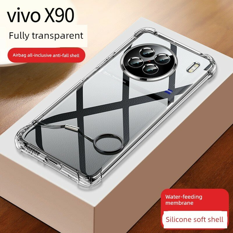Премиум-чехол для Vivo X100S Pro с воздушной подушкой, ударопрочный, прозрачный, с защитой экрана и шнуром