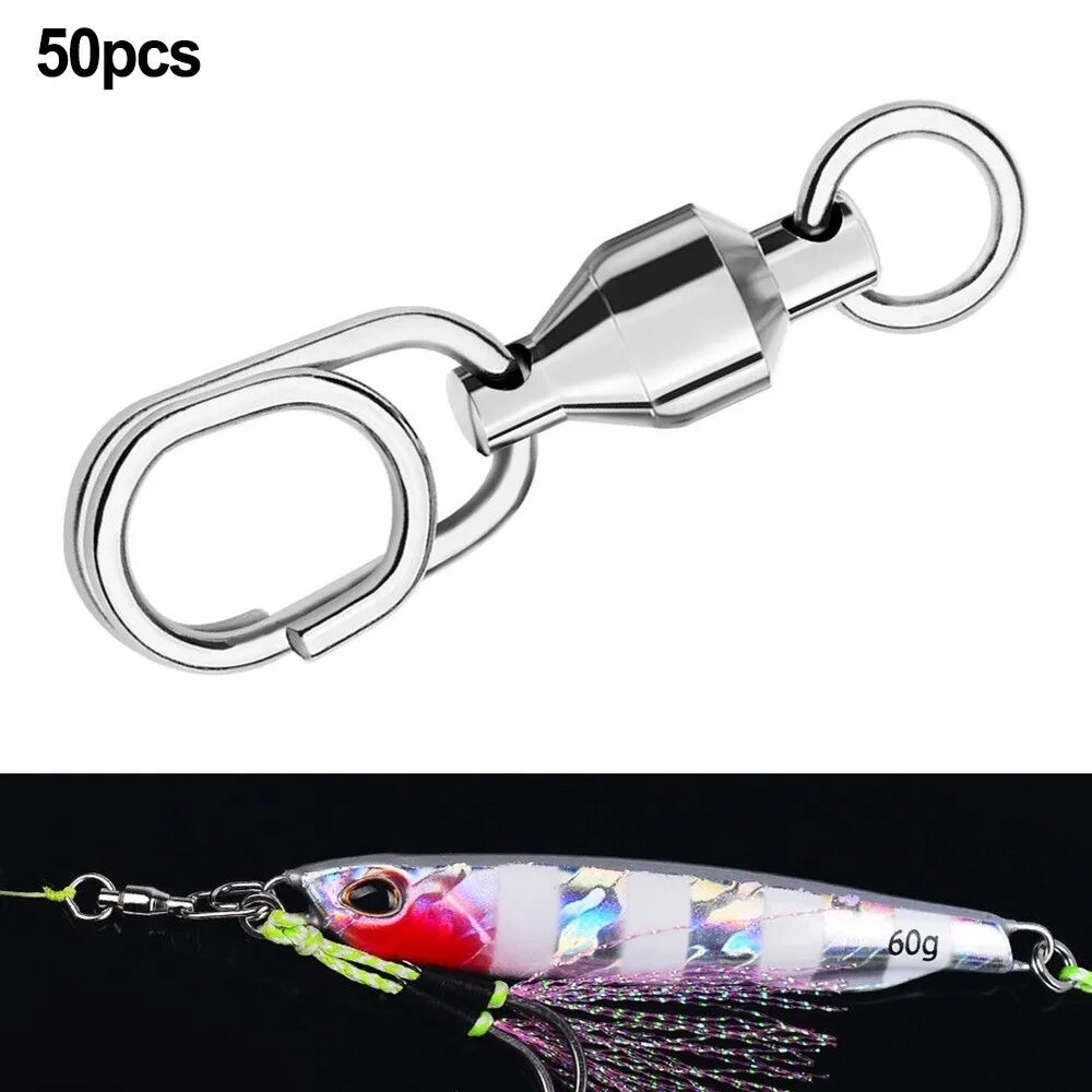 50 шт. рыболовные коннекторы вертлюги вращающиеся защелки для рыболовных крючков приманки