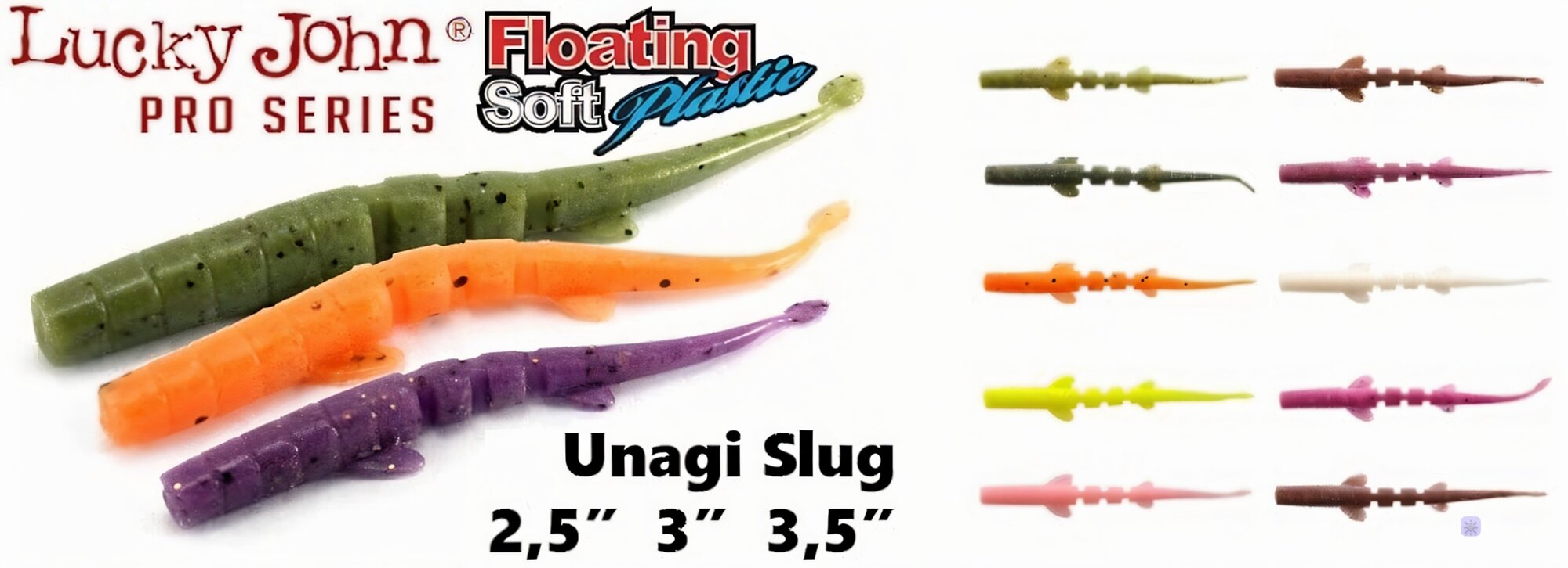 Слаги съедобные плавающие Lucky John Pro Series UNAGI SLUG 3.0in F07 7шт.