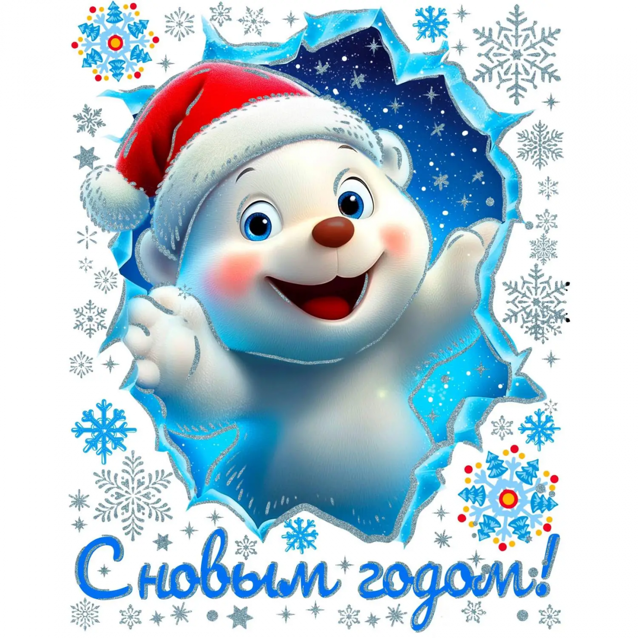 Наклейка на окно новогодняя из ПВХ пленки, с раскраской 30x38см арт.94291 Magic Time 2333671