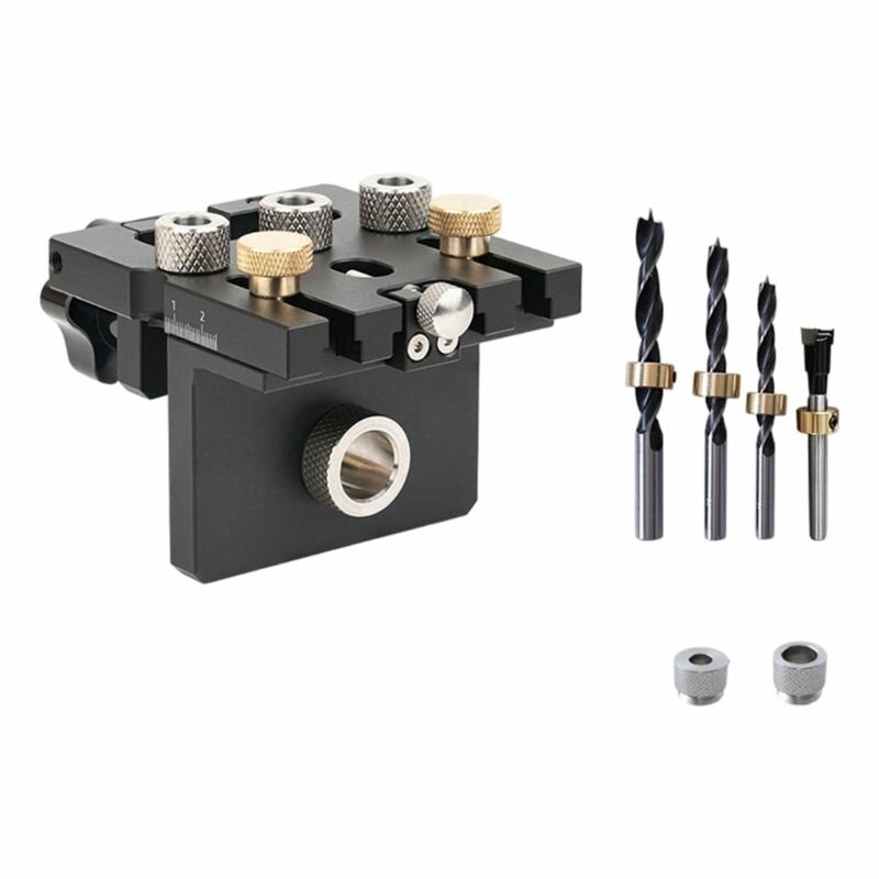 (1 шт.) Алюминиевый позиционер (кондуктор) для сверления отверстий под мебельные конфирматы, 3 в 1 - Черный - 12мм