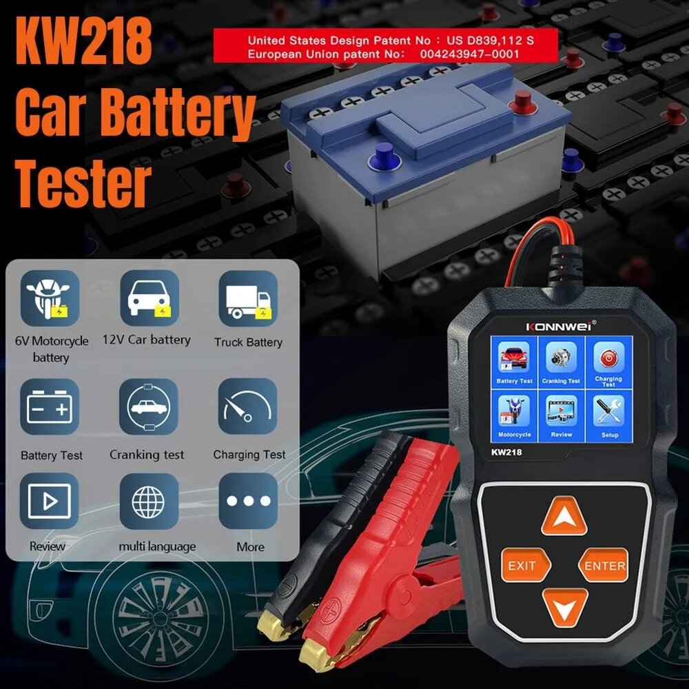 OZ-TOPS KW218 6V 12V автомобильный аккумуляторный тестер 100-2000 CCA автомобильный аккумуляторный тестер нагрузки Alt