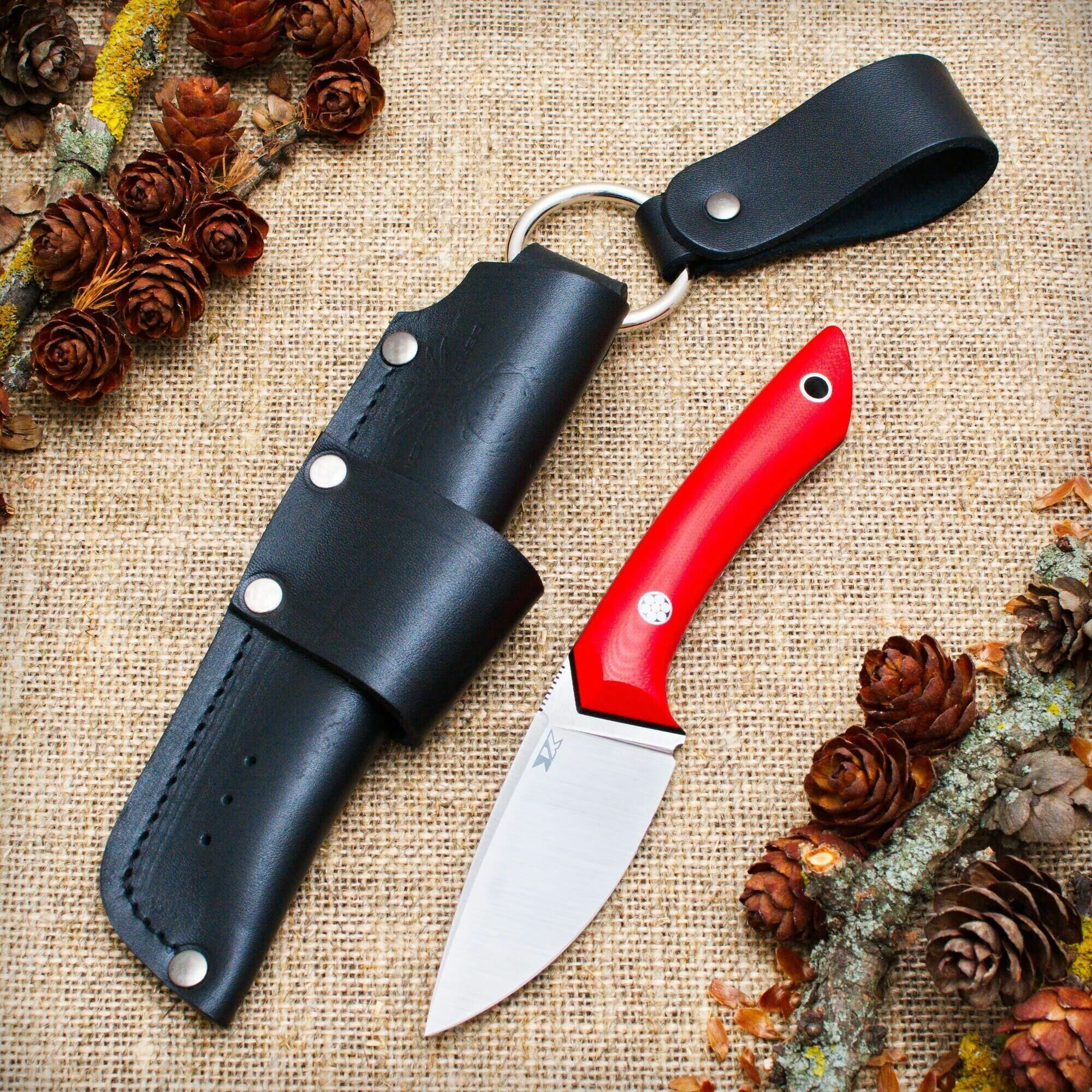 Нож туристический Джек AUS-10 Cryo Сатин G10 Красный-Черный Цельнометаллический (Full-tang) 7 Ножей (Seven Knives)