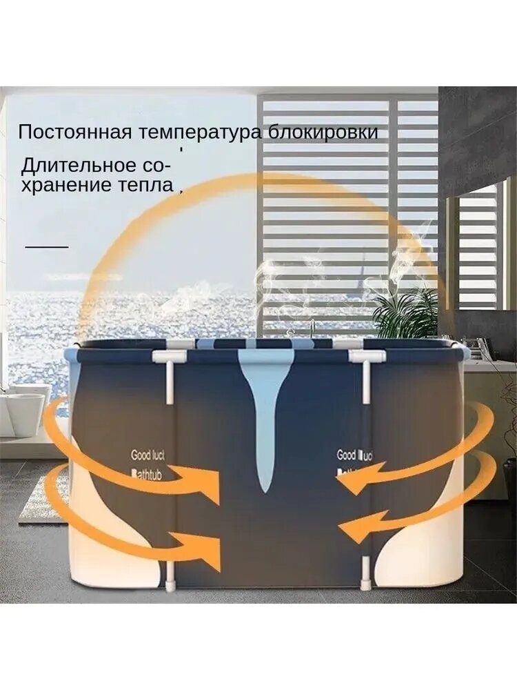 Каркасный прямоугольный бассейн 135x60x50 см, синий, с воздушным насосом и сумкой для хранения — фото 1
