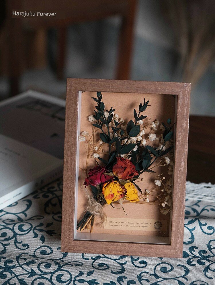 Ручная работа сухоцветами рамка для DIY набор с клеем, роза для интерьера, стиль 12