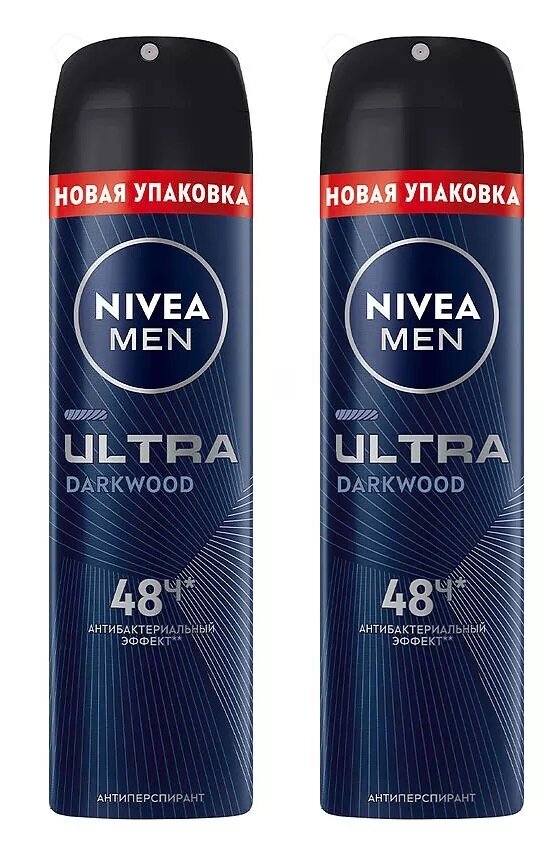 Дезодорант-антиперспирант Nivea Men спрей Ultra Darkwood , 150 мл 2шт