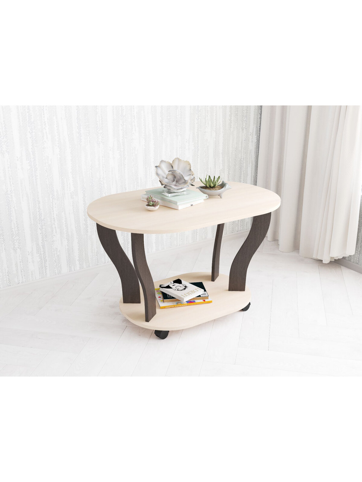 Стол журнальный "Консул-3 Венге / Дуб" Huge Mebel. Ширина 900 Высота 560. Столы журнальные